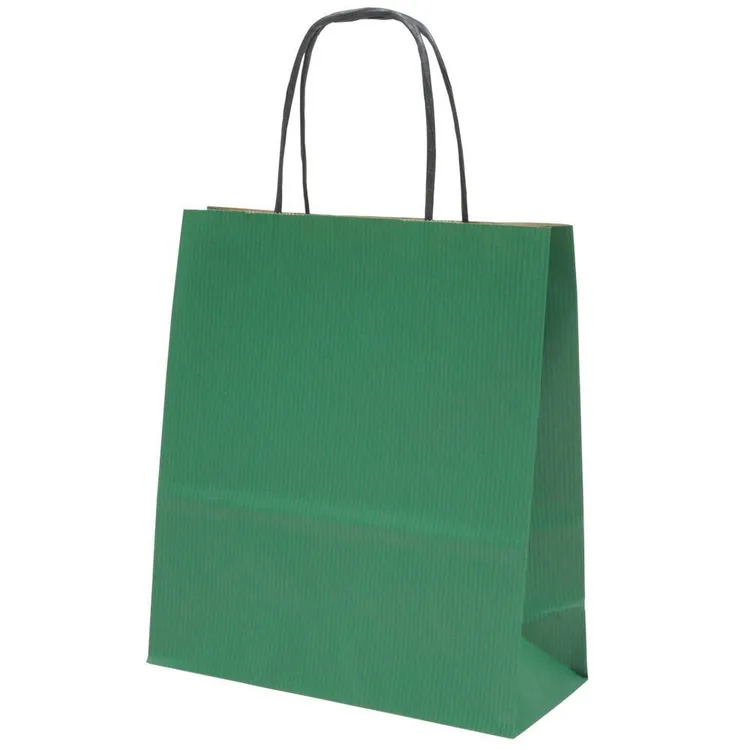 Green paper bag with twisted paper handles 19+8x21cm - Pakendikeskus